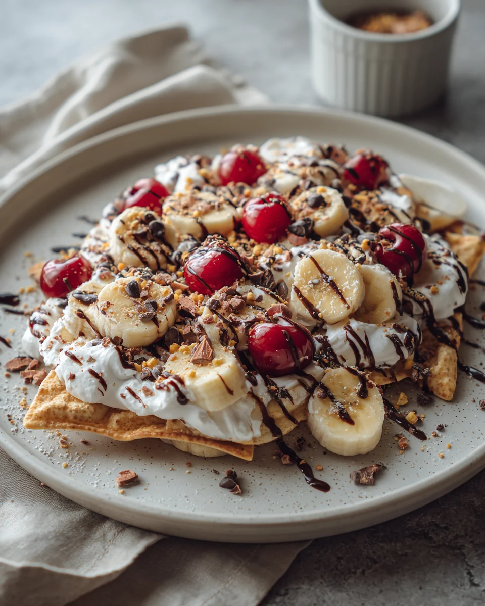 Banana Split Dessert Nachos - A Fun Dessert Twist