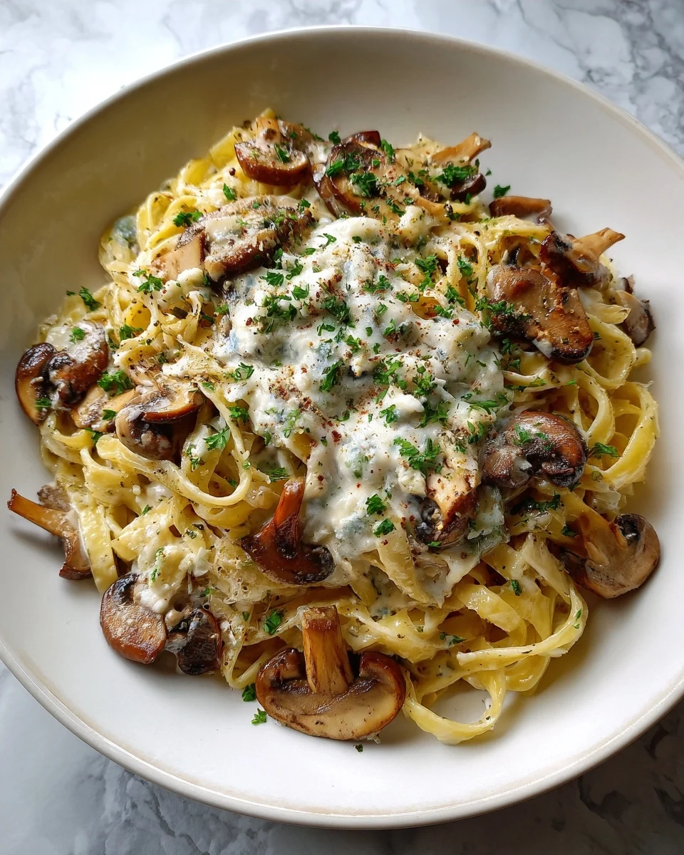 Gorgonzola Truffle Pasta with Mushrooms | Easy Recipe