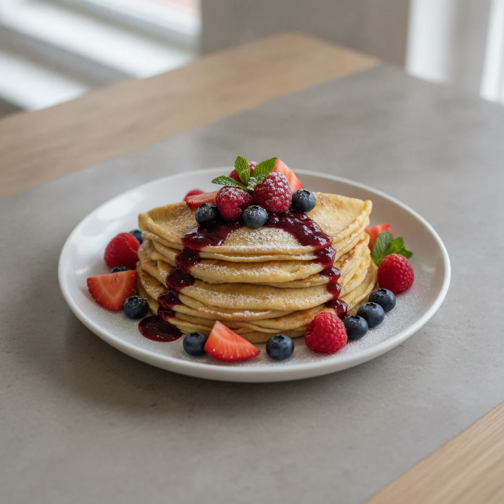 Protein Crepes With Fresh Berries - Healthy Breakfast Idea